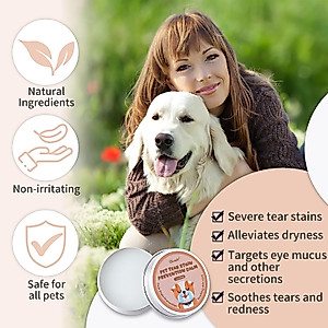 Oivolii Pet Tear Stain Remover Balm with Pro Powder Brush,Eye Care for Dogs and Cats, Natural Safe Repel Tears,Gently Cleanses Effective & Non-Irritating,1 oz