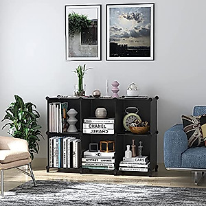 FUNLAX Cube Storage Organizer, 12x12 inches 6 Cube Shelves Units, Closet Storage Organizer System, Expandable Corner Book Shelf Shelving Stackable Closet Shelves for Bedroom, Living Room, Office Black