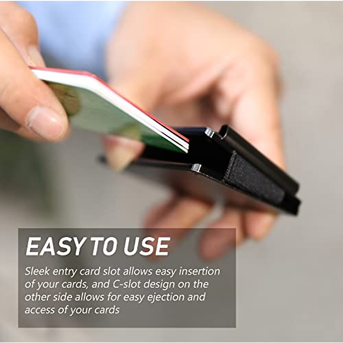 Metal Wallets for Men with Money Clip - Slim Minimalist Aluminum Wallet Credit Card Holder RFID Blocking(Cd Raised Grain, Silver)