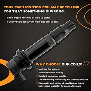 Ignition Coil Pack 4pcs Compatible with Yamaha 2003-2007 YZF R6| 2002-2006 YZF R1| 2006-2014 FZ1 & More Replaces# F6T558, 5VY-82310-00-00