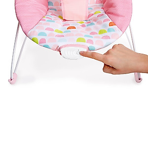 Bright Starts Baby Bouncer Soothing Vibrations Infant Seat - Removable -Toy Bar, Nonslip Feet, 0-6 Months Up to 20 lbs (Fancy Fantasy, Pink Unicorn)