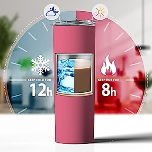 Earth Drinkware SKINNY TUMBLERS (4 pack) - 20oz Stainless Steel Double Wall Insulated Tumblers with Lids and Straws | Skinny Travel Mug, Straw Cleaner INCLUDED | Blanks For Vinyl Projects - Multi #3