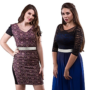 YooAi Rhinestone Elastic PU Leather Belt Shiny Crystal Stretch Waist Belt Wide Waist Band for Women Dress 95cm White