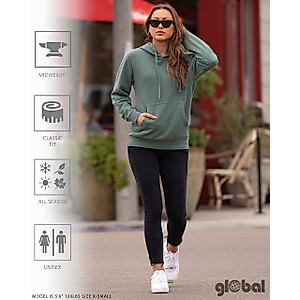 Global Blank Mens Hoodie Pullover Sweatshirt for Men and Women Hoodies, Green, Medium