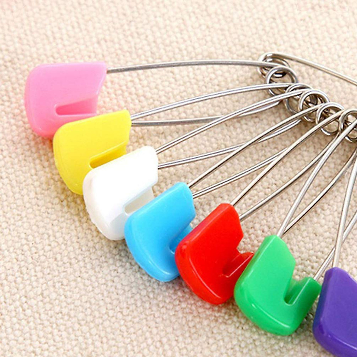 50 Pcs Baby Cloth Diaper Pins Stainless Steel Pins Plasetic End Safety Pins