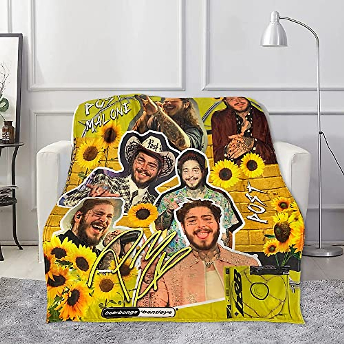 Rapper Soft Flannel Plush Cozy Throw Hip Hop Lightweight Micro Fleece Blankets for Bed/Sofa/Living Room/Travel 40x50 Inch