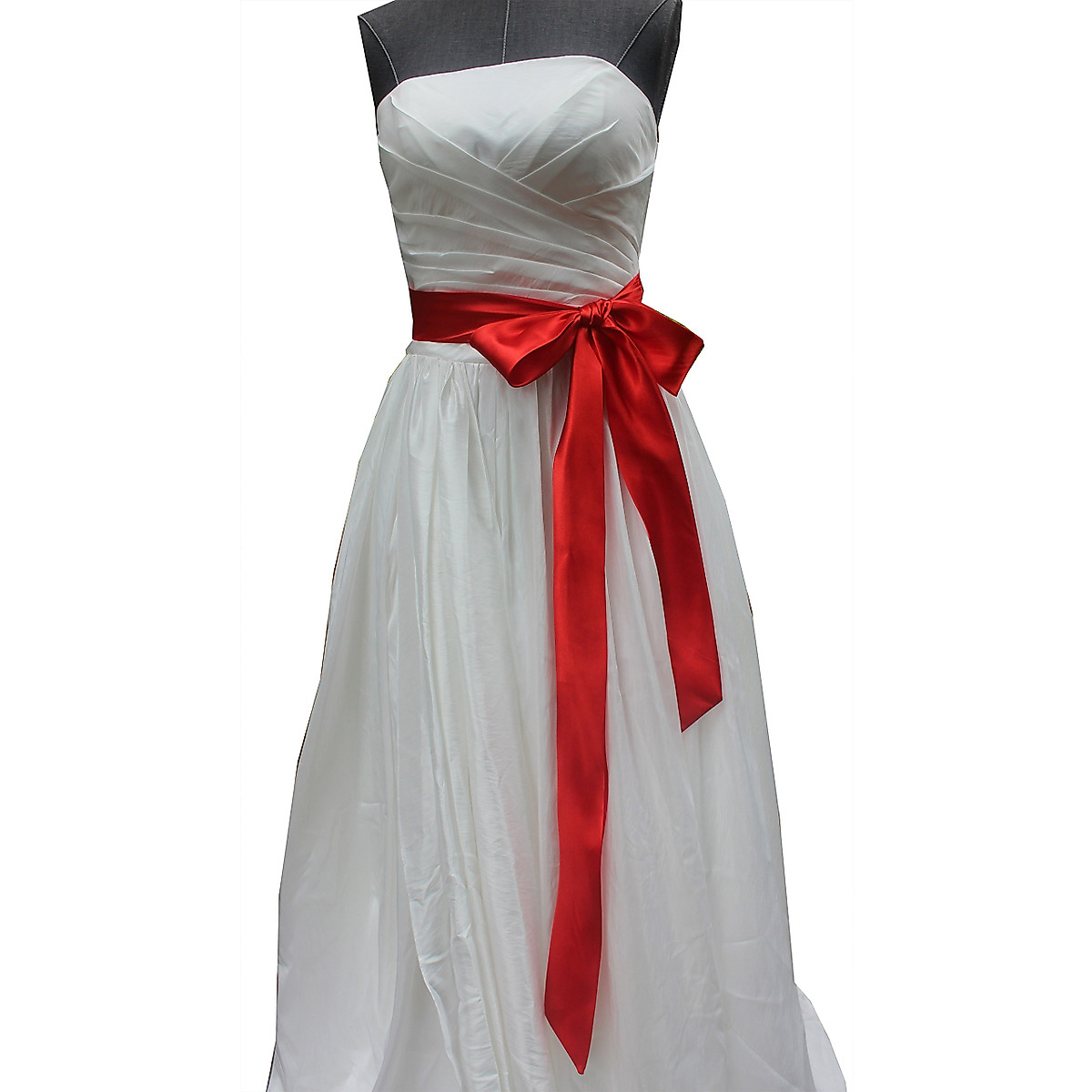 NANIA Wedding satin sash belt for special occasion dress bridal sash (Red)