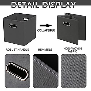 NieEnjoy Fabric Storage Bins Cubes ,Foldable Storage Cubes Bins Organizer Baskets with Dual Handles for Home Container Set of 2,(Grey)