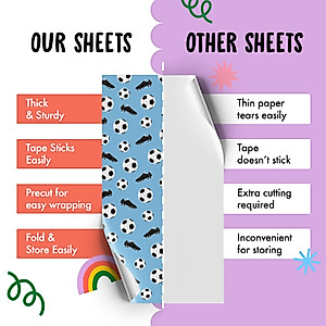 CENTRAL 23 - Fun Wrapping Paper for Boys - 6 Sheets of Birthday Gift Wrap - Football Wrapping Paper - Football Boots - Soccer - For Girls - Blue White - Recyclable