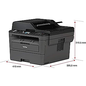 Brother MFC-L2710DW Wireless Compact Monochrome All-in-One Laser Printer, Auto 2-Sided Printing, 32ppm, 250-sheet, 2400 x 600 dpi, Works with Alexa, Black & Grey - Bundle with JAWFOAL Printer Cable.