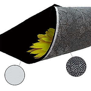 Large Rectangular Area Rugs 5' x 7' Living Room, Farm Sunflower Round Durable Non Slip Rug Carpet Floor Mat for Bedroom Bedside Outdoor Black Backdrop Yellow Floral