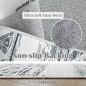 jinchan Runner Rug - 2x8 Moroccan Hallway Rug Kitchen Runner Rug, Ultra-Thin Washable Runner Rug, Boho Rug Geometric, Non-Slip Carpet Runner for Bedroom Stairway(2x8ft, Charcoal)