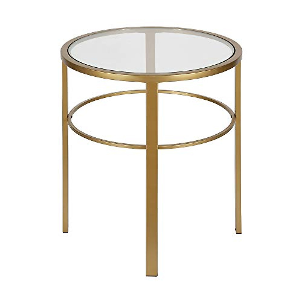 Henn&Hart 20" Wide Round Side Table in Brass, Table for Living Room, Bedroom