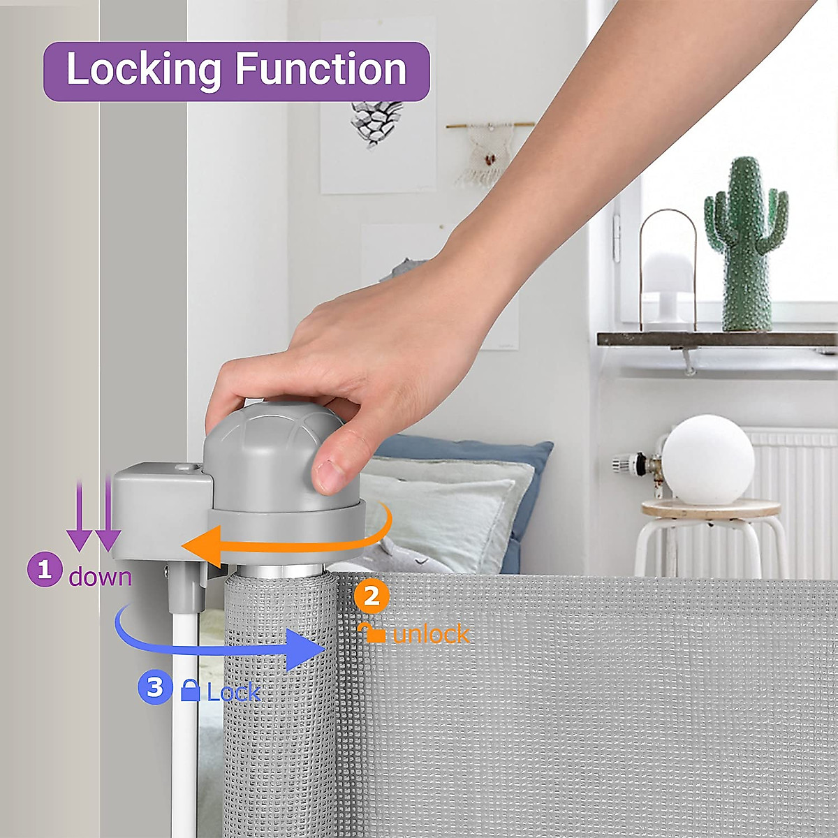 Retractable Baby Gate, Momcozy Mesh Safety Gate for Babies and Pets, Extra Wide Safety Baby Gate 33.7" Tall, Extends to 55" Wide, Pet Dog Gate for doorways, Stairs, Hallways, Indoor/Outdoor (Grey)