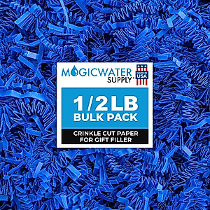 MagicWater Supply Crinkle Cut Paper Shred Filler (1/2 LB) for Gift Wrapping & Basket Filling - Sky Blue