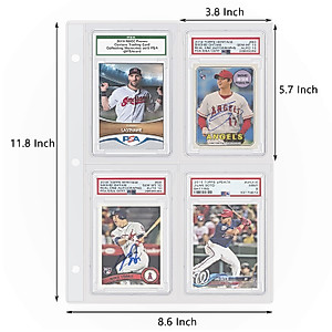 Graded Card Slab Binder Pages for Storage & Display, Compatible with 40 PSA, BGS, BCCG, CGC Graded Sports Cards, Also Fit One-Touch Magnetic Card Holders, 10 Pages (Card & Case Not Include)