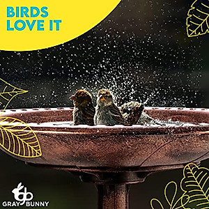 Gray Bunny 29" Bird Baths for Outdoors, Tall Bird Bath, Stylish Design with Steel Ground Anchors for Lawn, Patio or Garden - Bronze
