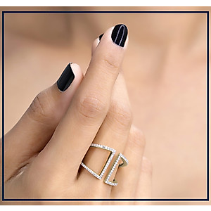 Dazzlingrock Collection 0.30 Carat (ctw) 14K Round White Diamond Ladies Geometric Fashion Ring 1/3 CT, Yellow Gold, Size 8.5