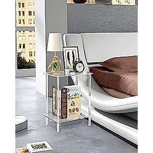 KSacry Small Acrylic Side Table for Small Spaces, 3 Tier Clear Side Table,Small Nightstand/Bedside Table/End Table for Living Room, Bedroom, Bathroom,15.75" L x 11.81" W x 20" H