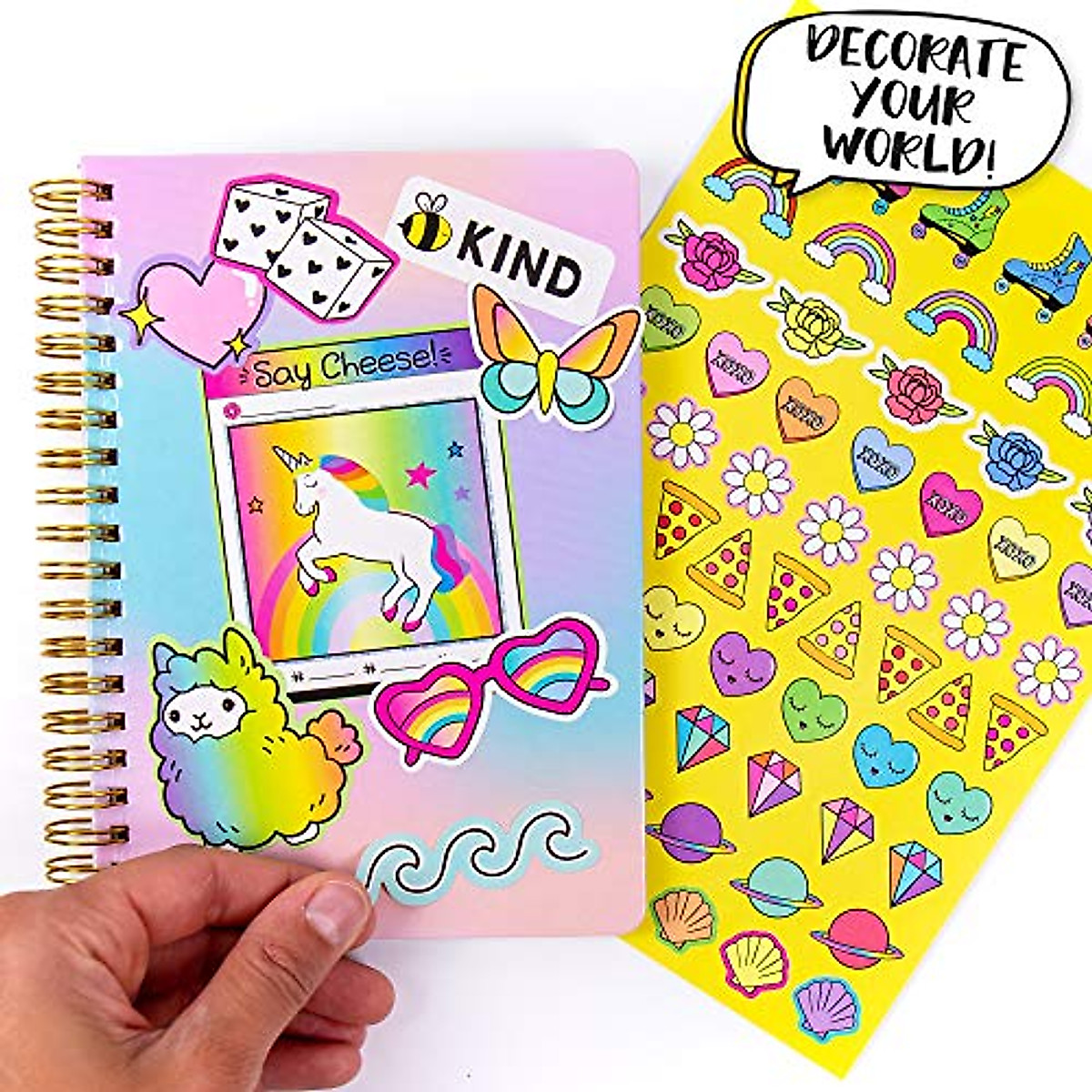 Just My Style 1500+ Stickers, Kawaii Y2K Sticker Book with Positivity Quotes, Sweet Treats, Unicorns, Fun Craft Stickers, for Girls Kids Teens Adults