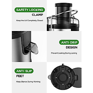 Dominion Juicer Machine, 600W Juicer with 3” Wide Mouth for Whole Fruits and Vegetables, Centrifugal Juice Extractor, Easy to Clean, Stainless Steel, BPA Free