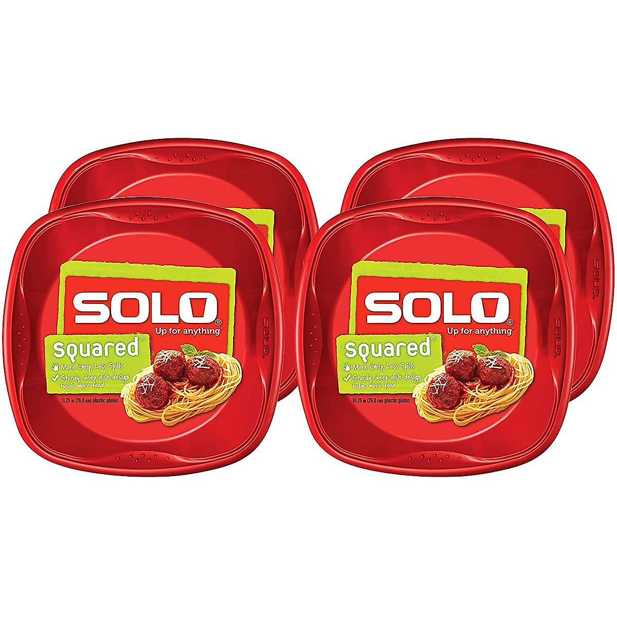 SOLO Cup Company Plastic Plates, Red Party 10in 30 CT Plates, (Pack of 4, 120 Count Total)