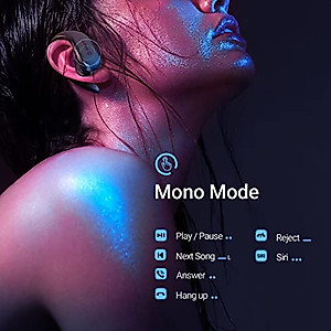 Deeprio Bluetooth Headphones 25H Play Back Stereo Sound Earphones in Ear IPX5 Waterproof with Microphone Over Ear Earbuds for Sports Running Workout Black