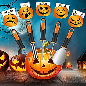 Halloween Pumpkin Carving Kit, Premium Stainless Steel Halloween DIY Decoration Stencils, 2 LED Candles, 13PCS Professional Pumpkin Cutting Supplies Tools with Heavy Duty Knife for Kids & Adults