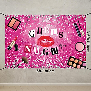 CSFOTO Polyester 6x3.6ft Girls Night Banner Ladies Girl Pink Glitter Background Banner Bridal Shower Night Bachelorette Party Decoration Banner Photography Booth Props