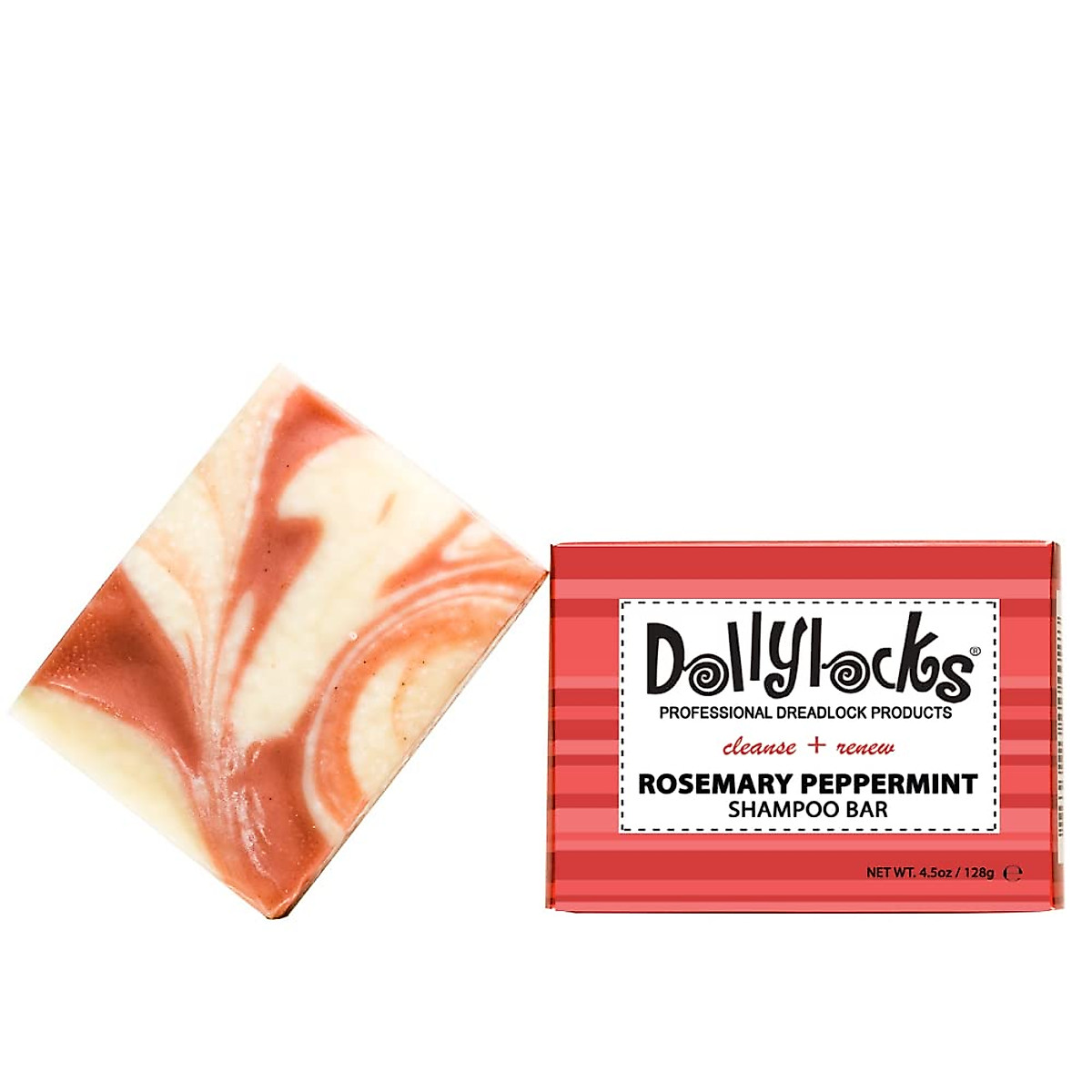Dollylocks Organic Shampoo Bar for Dreadlocks, Vegan Shampoo with Coconut Oil, Essential Oils, Sea Salt, Plant-Based Shampoo Bars for Hair, Residue Free and Cruelty Free - (4.5oz) Rosemary Peppermint