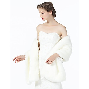 Faux fur Shawl Wrap for Wedding Women Shrug Bridal Stole Winter Cover Up Bridesmaids Cape