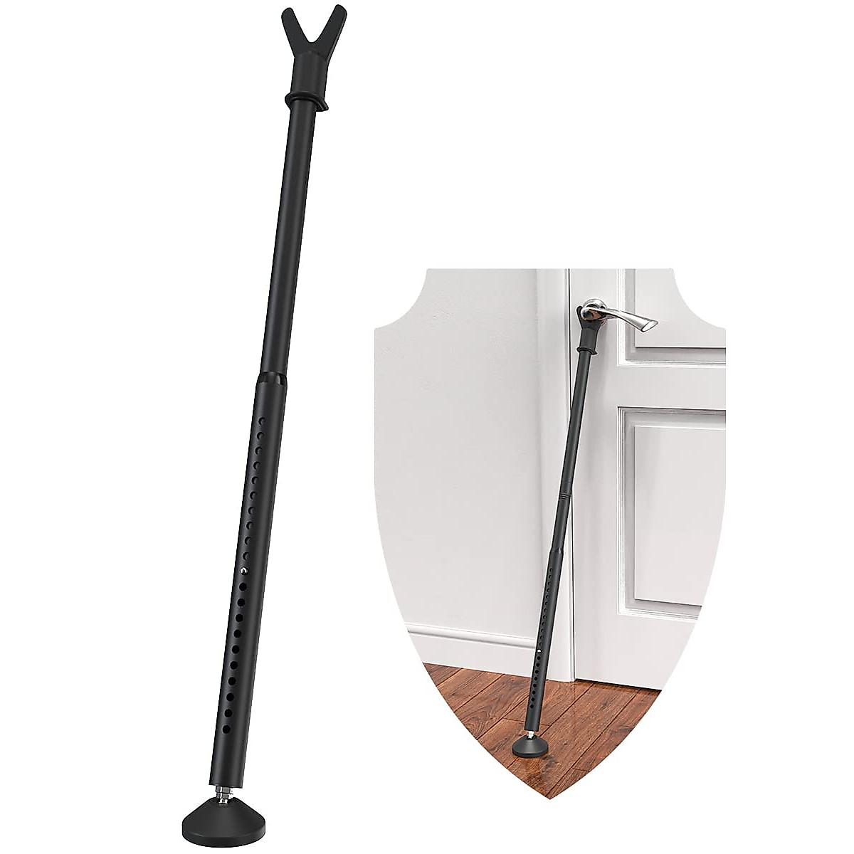 Door Security Bar, 3-in-1 Security Door Stoppers for Sliding Patio, Adjustable Front Door & Window Barricade Security Stick for Home Security, Door Lock Bar from Inside for Apartment