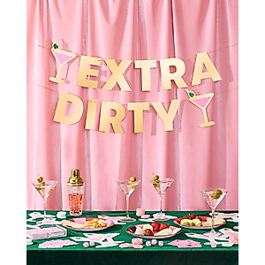 xo, Fetti Extra Dirty Martini Gold Foil Banner - 5 Ft. | Bachelorette Decoration, Birthday Party Sign, Casino Decor, Girl Cocktail Backdrop, Vegas Photo Booth Background
