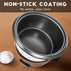 Wantjoin Rice Cooker - 42 Cups (Cooked) with Removable Non-Stick Bowl, 10L/10.56QT Commercial Stainless Rice Cooker with Keep Warm Function for Party, Family, Brown