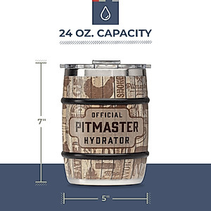 ORCA Double Barrel 24 oz Stainless Steel Insulated Whiskey Barrel Design Cup | Double Walled Vacuum Sealed for Superior Temperature Retention — Official Pitmaster Hydrator Design