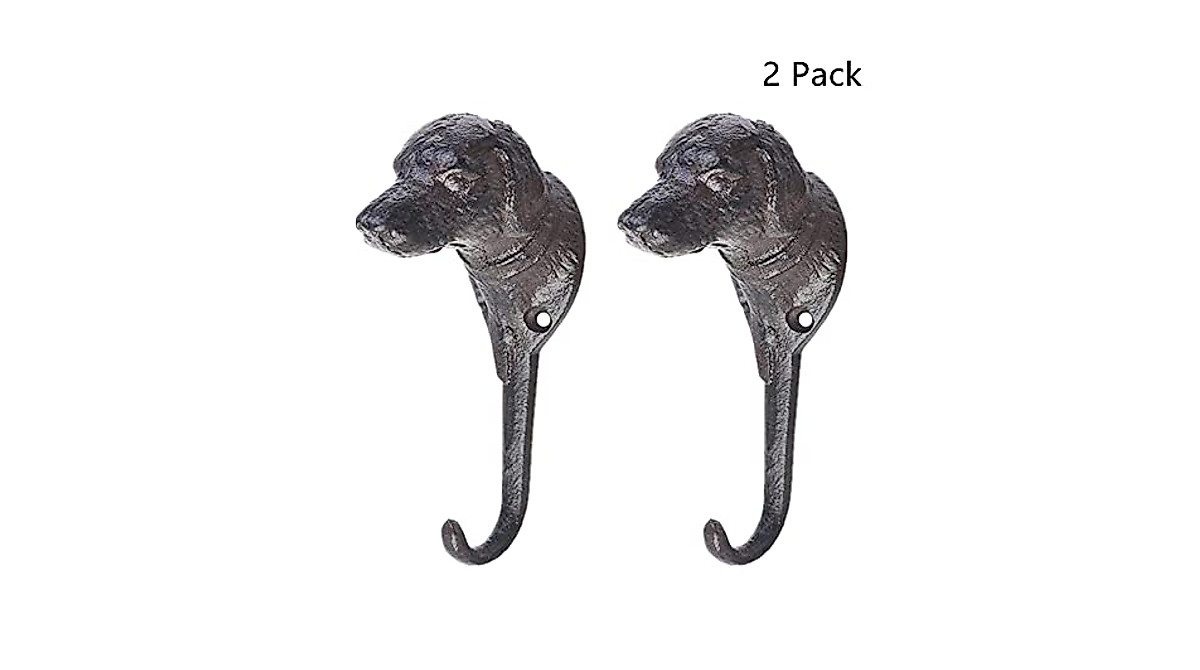 Kassbest Retro Dog Head Cast Iron Wall Hooks - 2 Pack