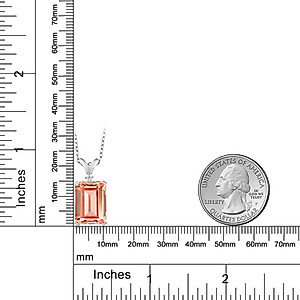 Gem Stone King Peach Nano Morganite and White Diamond 18K Rose Gold Plated Silver Pendant Necklace For Women (6.32 Cttw, with 18 Inch Chain)