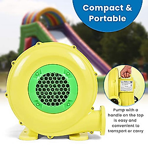 Air Blower for Inflatables 750 Watt, Inflatable Bounce House Blower Indoor Outdoor, Compact and Portable Electric Pump for Bouncy Castle and Swimming Pool