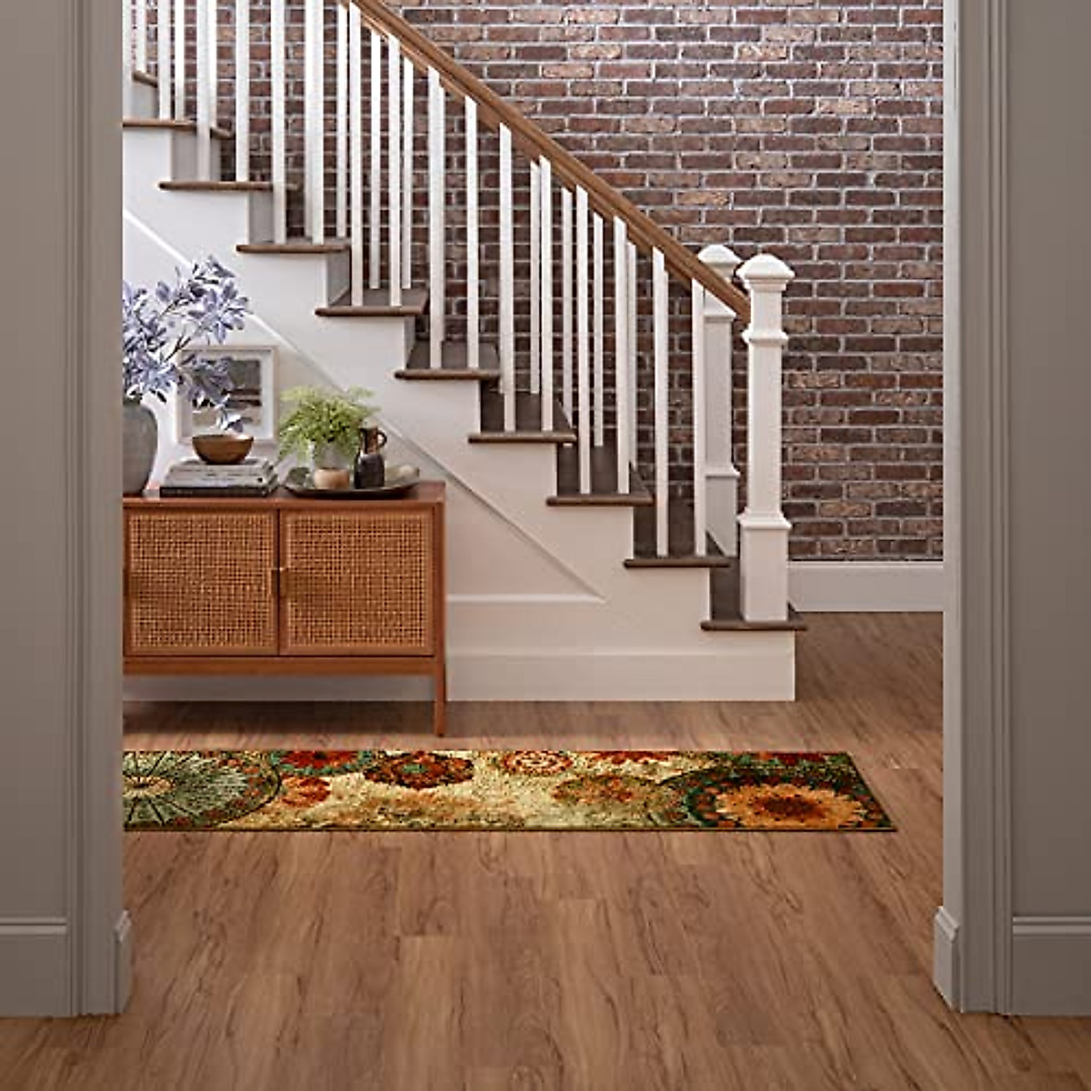 Mohawk Home Caravan Ornamental Floral Medallion 2' x 8' Area Rug - Orange - Perfect for Living Room, Dining Room, Office