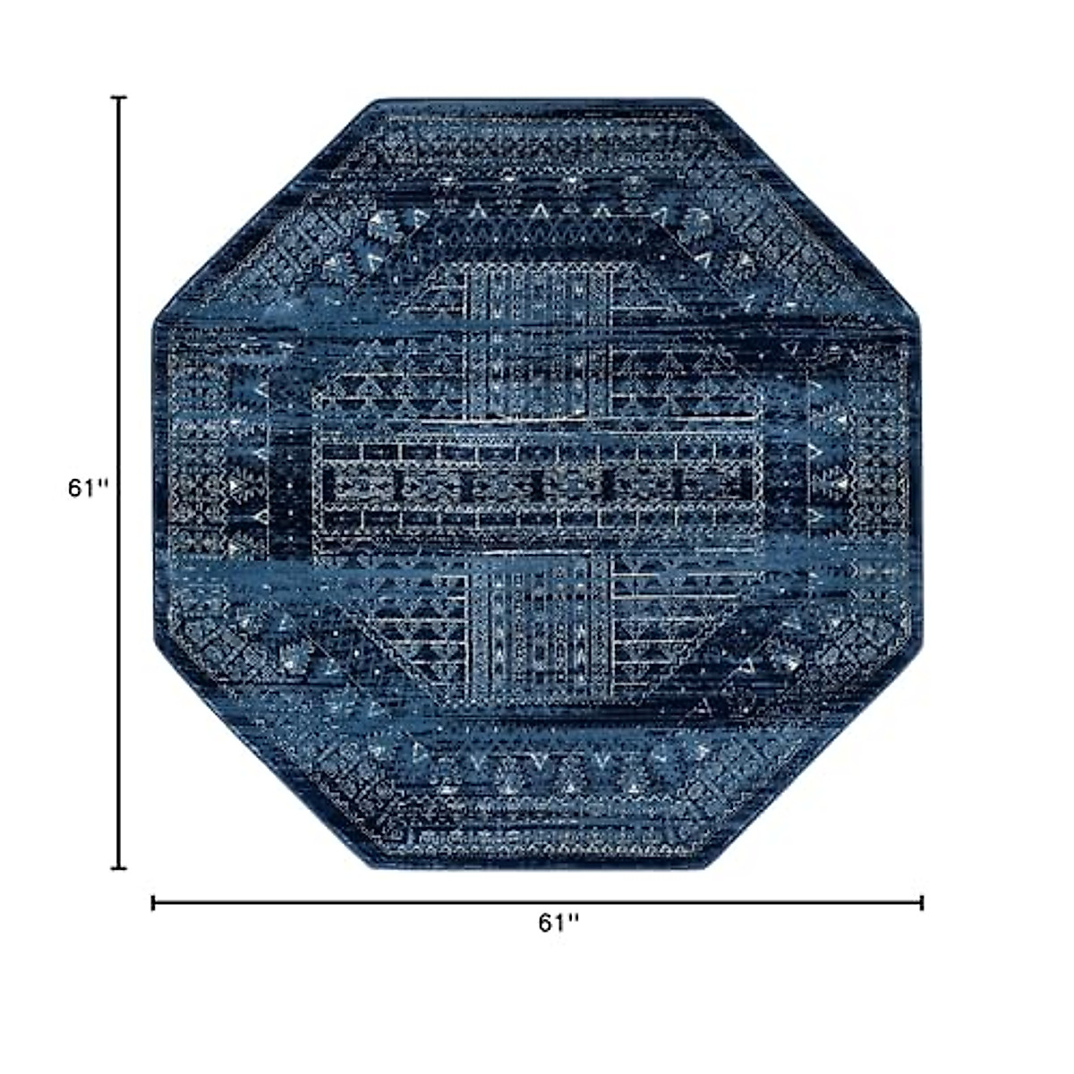 Unique Loom District Collection Area Rug - Sequoia (5' 1" Octagon, Blue/ Navy Blue)