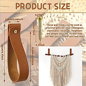 8 Pieces Artificial Leather Wall Hooks 1 x 4.7 Inches Wall Hanging Strap Wall Mounted Loop for Hanging Leather Strap Hangers for Bathroom Bedroom Kitchen Towel Holder Supplies (Dark Yellow)