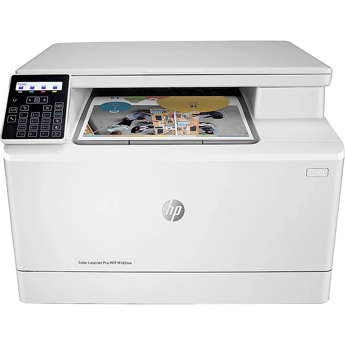 HP Color Laserjet Pro M182nw Wireless All-in-One Laser Printer, Remote Mobile Print, Auto-On/Auto-Off Function, 17 ppm, 150-Sheet, 600 x 600 dpi, Works with Alexa, Bundle with JAWFOAL Printer Cable