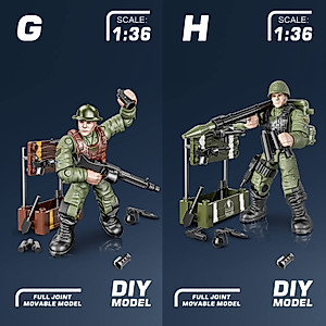 MEIEST WWII Soldier Model Equipment Assembly Building Block Toys,8 PCS Soldier Action Mini-Figures with Multiple Military Weapons Accessories,Party Favors Set for Boys