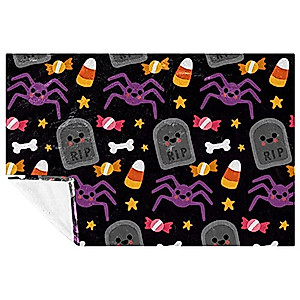 Halloween Spider Black Prints Soft Warm Cozy Blanket Throw for Bed Couch Sofa Picnic Camping Beach, 150×100cm