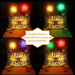 DTESL 40th Musical Birthday Cards with Light and Music, Blowable, 3D Birthday Popup Cards for Men & Women– Plays Hit Song 'HAPPY Birthday' (40th)
