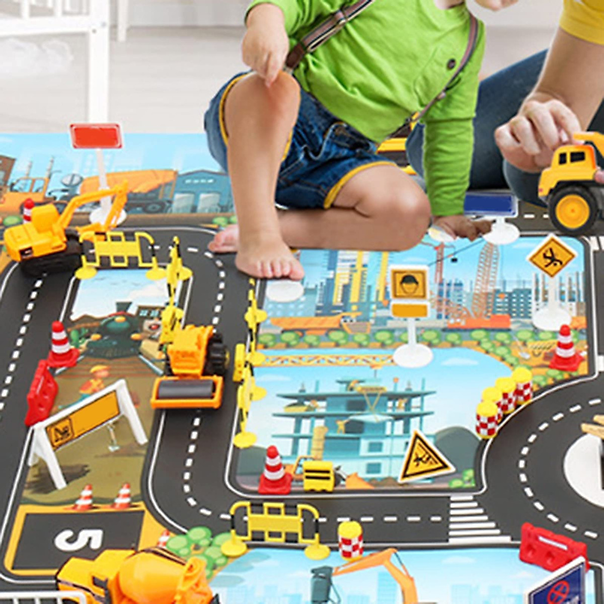 Gaweb Kids Game Play Mat Urban Construction Road Traffic Map Play Mat Rug 32X22 Inch Playmat Carpet for Children's Bedroom A 1