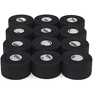 Titan Athletics - Premium Quality Black Athletic Tape/Sports Tape - 1 1/2 Inch x 45 Feet Per Roll - 100 Percent Cotton with Zinc Oxide - Easy Tear Zig Zag Design. (Black, 12 Count (Pack of 1))