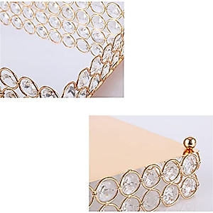 N/A Gold Glass Tray Cosmetic Container Lipstick Necklace Desktop Rack Storage Jewelry Metal Storage Tray Tray (Color : Gray, Size : 25x 15x5.5cm)