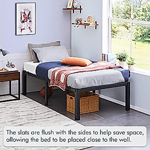 Yaheetech 18 inch Metal Platform Bed Frame Twin XL with Steel Slat Support and Underbed Storage Space Non-Slip Mattress Foundation No Box Spring Needed Tool-Free Assembly Black