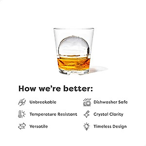 TOSSWARE RESERVE 8oz Stacking Rocks, SET OF 4, Premium Quality, Tritan Dishwasher Safe & Heat Resistant Unbreakable Plastic Whiskey Glasses, Clear